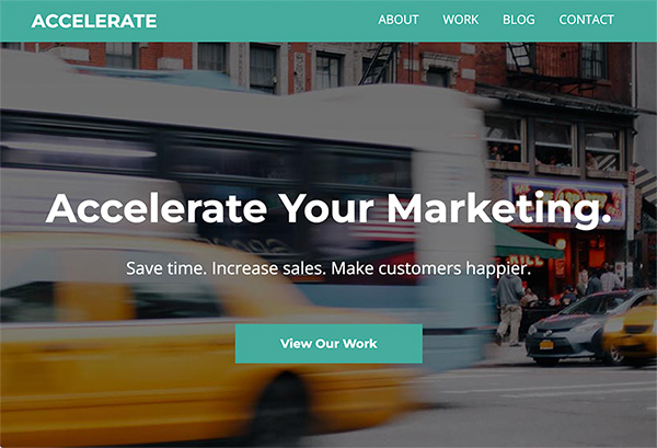 Screenshot of Wordpress site for Accelerate Marketing